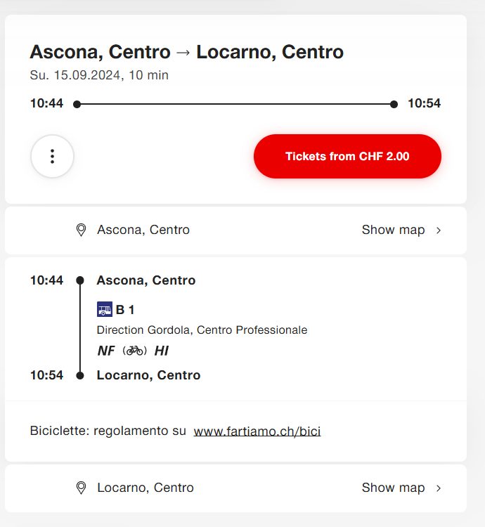 Where can I find info on bus stop locations in Switzerland/Ticino?