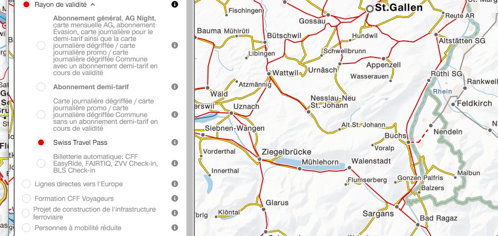 Swiss Travel Pass: different validity area from online map to pdf map